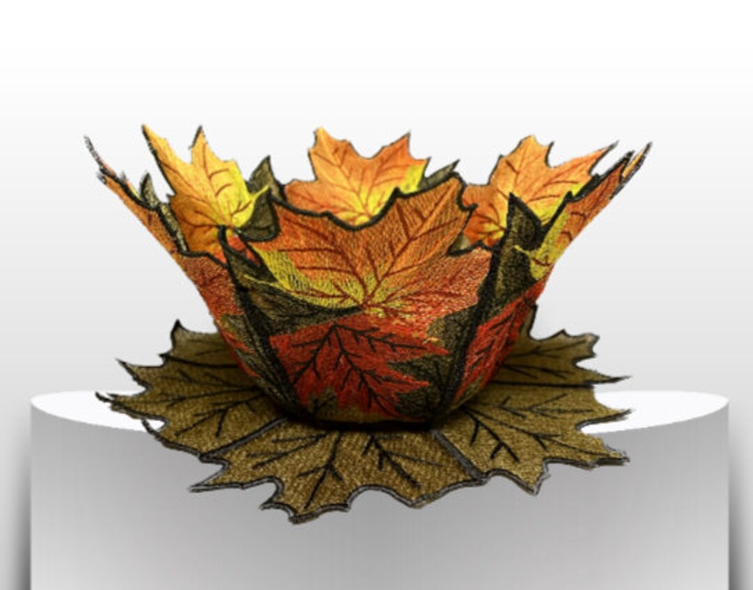 Lace Autumn Leaf Bowl & Doily - Stunning Set Created Entirely of Thread ...