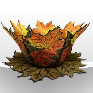 Lace Autumn Leaf Bowl & Doily - Stunning Set Created Entirely of Thread ...