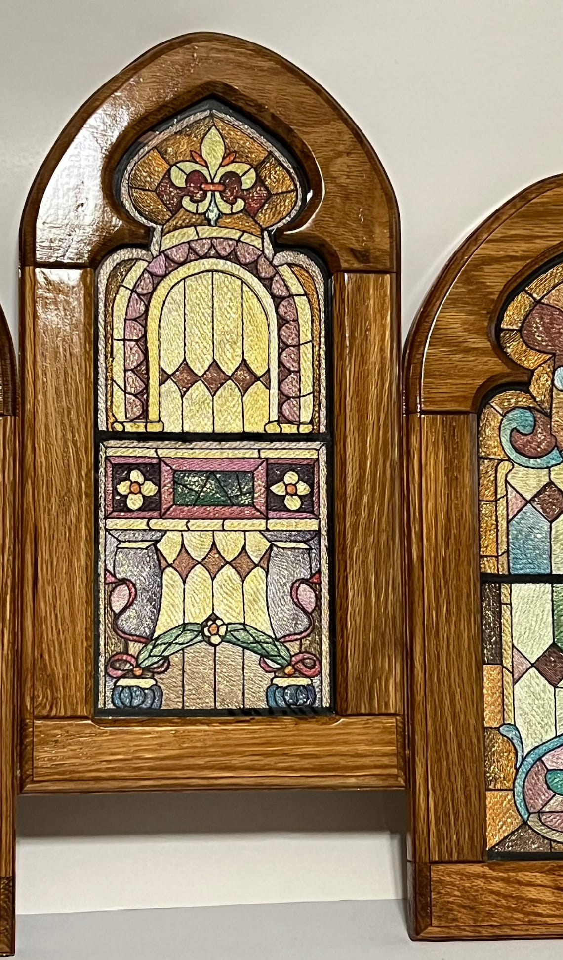 Handmade Stained Glass Threadart triptych Church Windows Custom Made ...