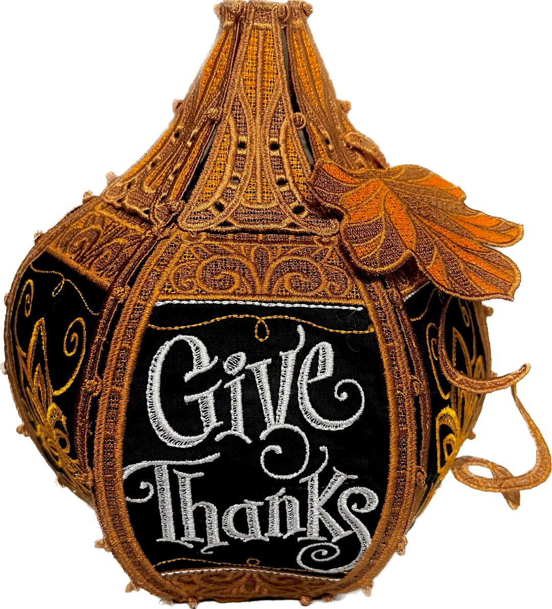 Give Thanks Lace Lighted Pumpkin Thanksgiving / Fall Decorating ...