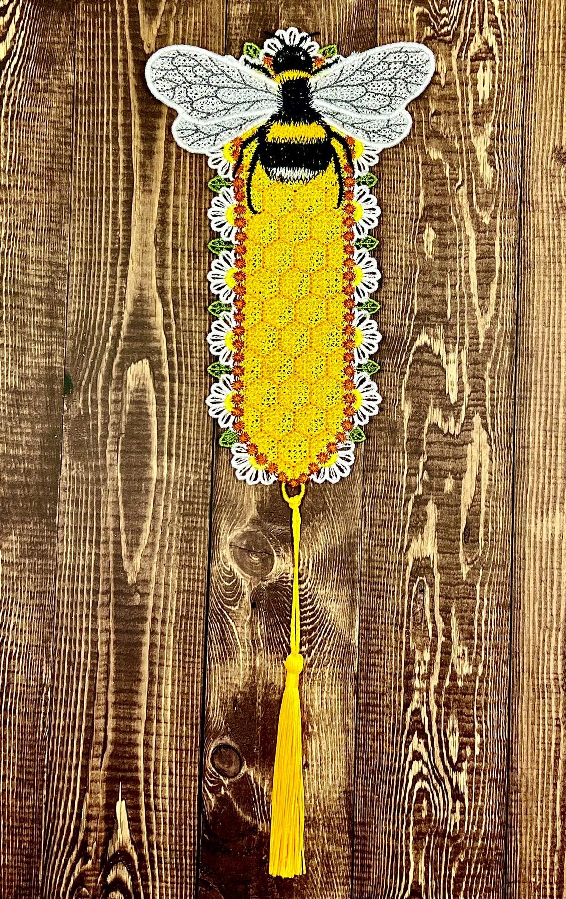 Embroidered Lace Bee Bookmark - Double Sided - Etsy