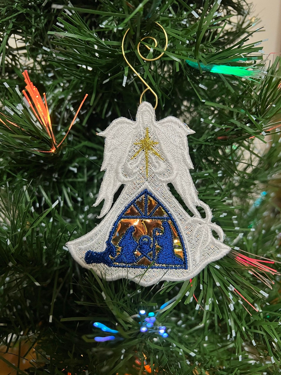Lace Angel Nativity Scene Christmas Ornament Embroidered With a ...