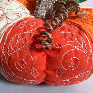 Unique Embroidered Fabric Stuffed Pumpkin- Thanksgiving Fall Decor ONE ...