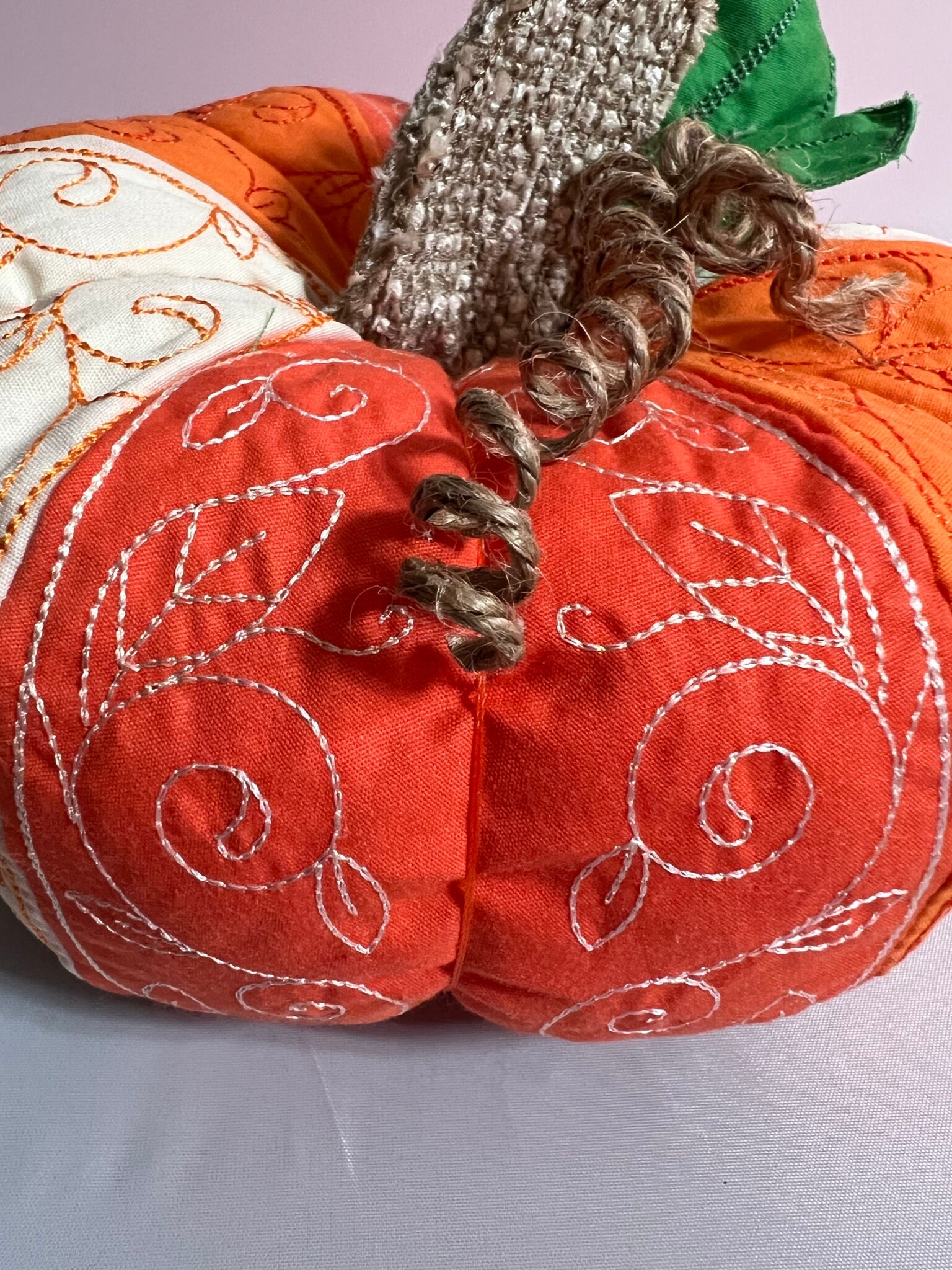 Unique Embroidered Fabric Stuffed Pumpkin- Thanksgiving Fall Decor ONE ...