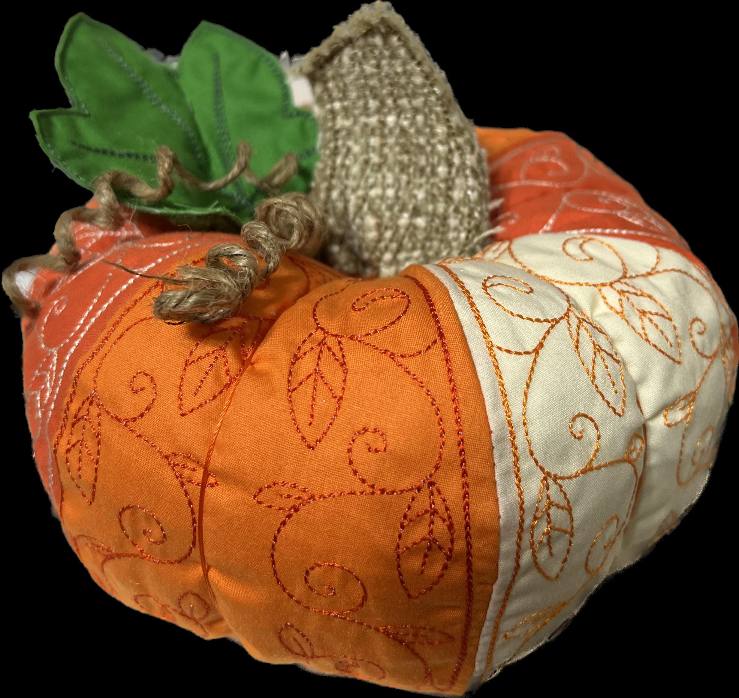 Unique Embroidered Fabric Stuffed Pumpkin- Thanksgiving Fall Decor ONE ...