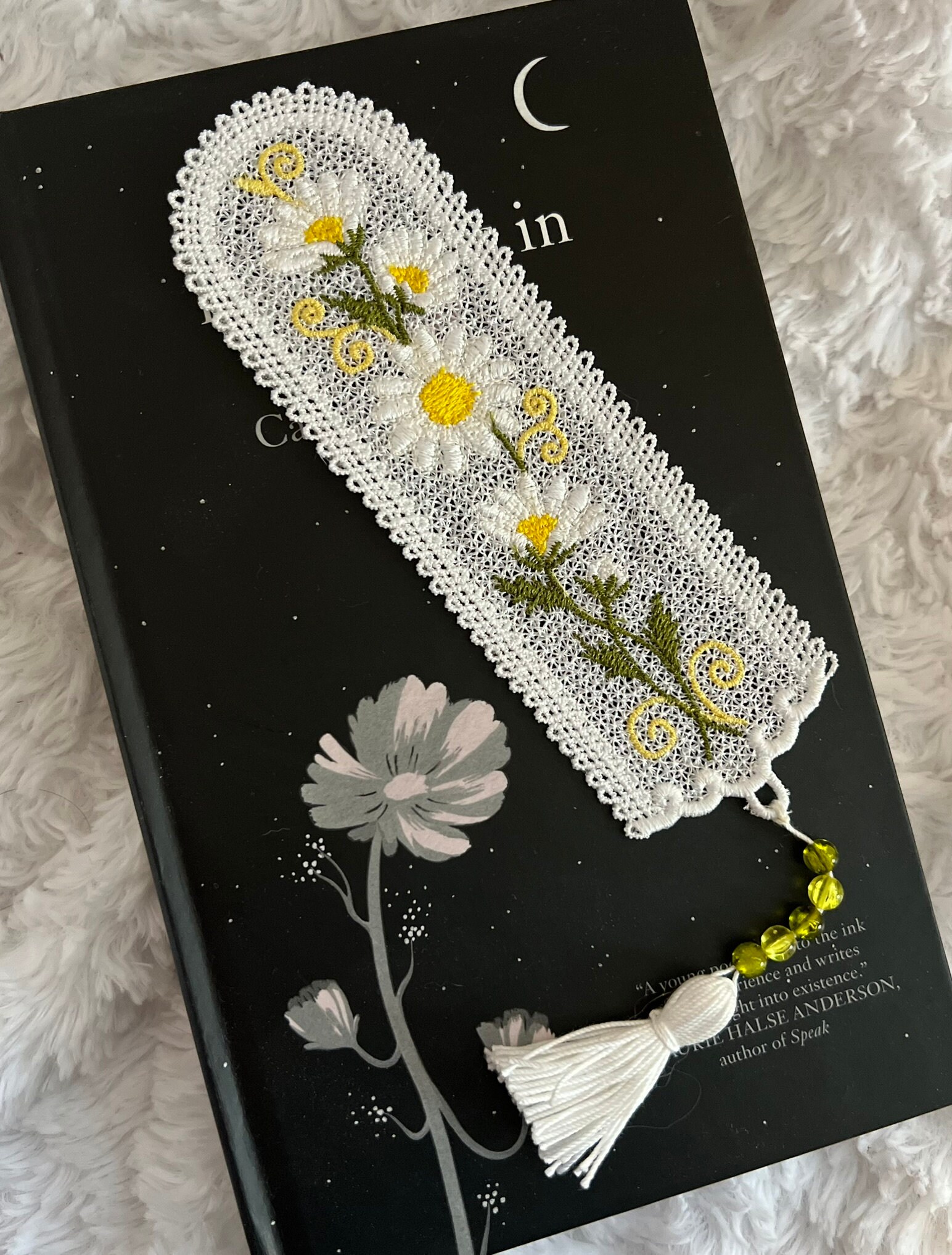 Embroidered Floral Daisy Lace Bookmark - April Flower - Etsy