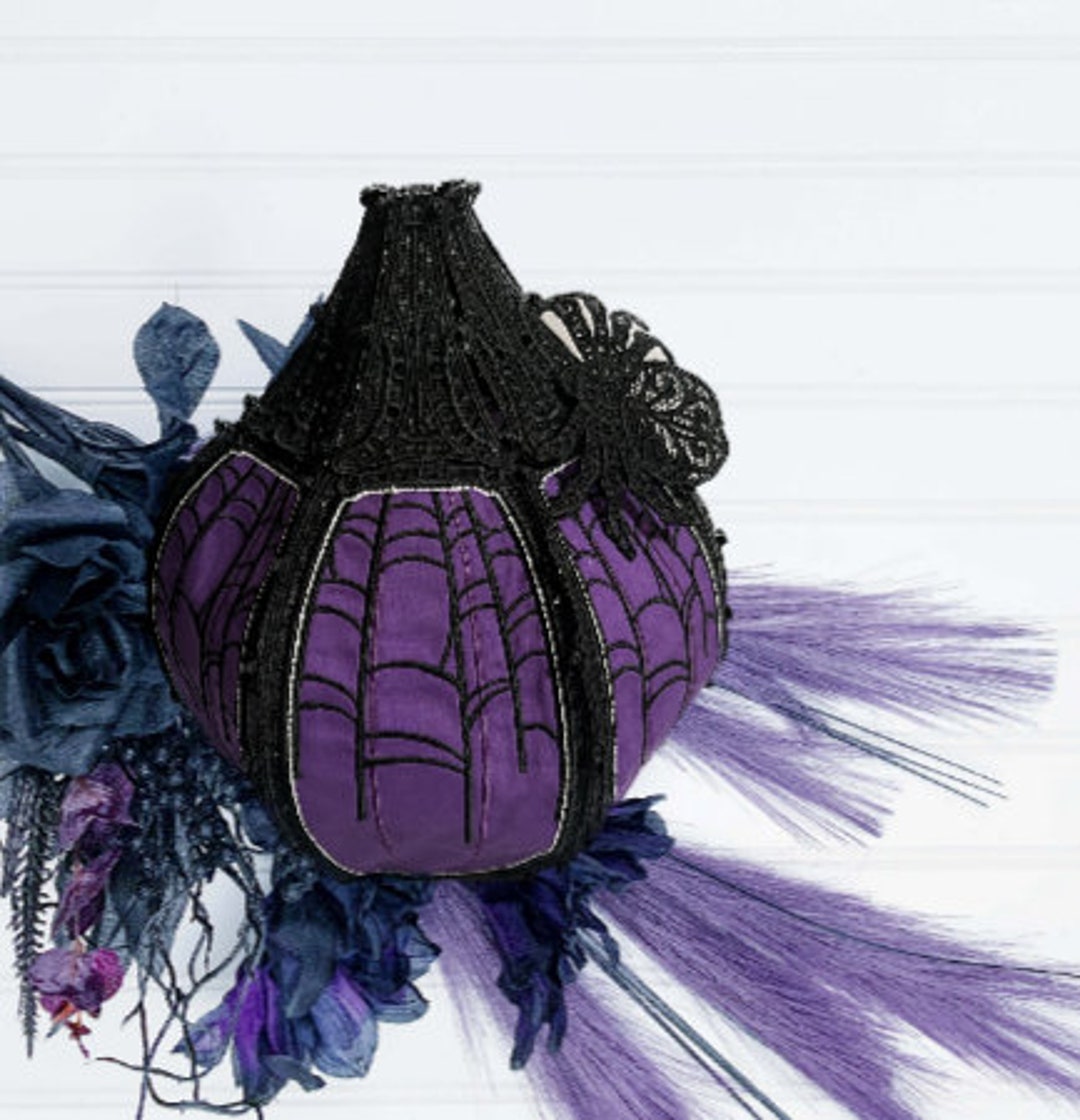 Lighted Lace Halloween Spider Web Pumpkin Embroidered 3-D Freestanding ...