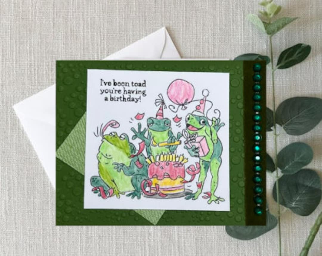 Handmade Frog Birthday Celebration Card - "hoppy Birthday" - Etsy