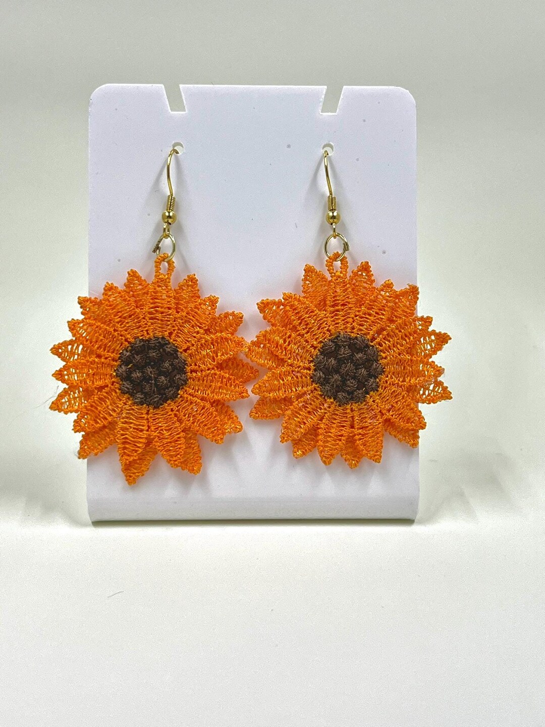 Unique Lightweight Thread Sunflower Earrings -created Entirely Out of ...