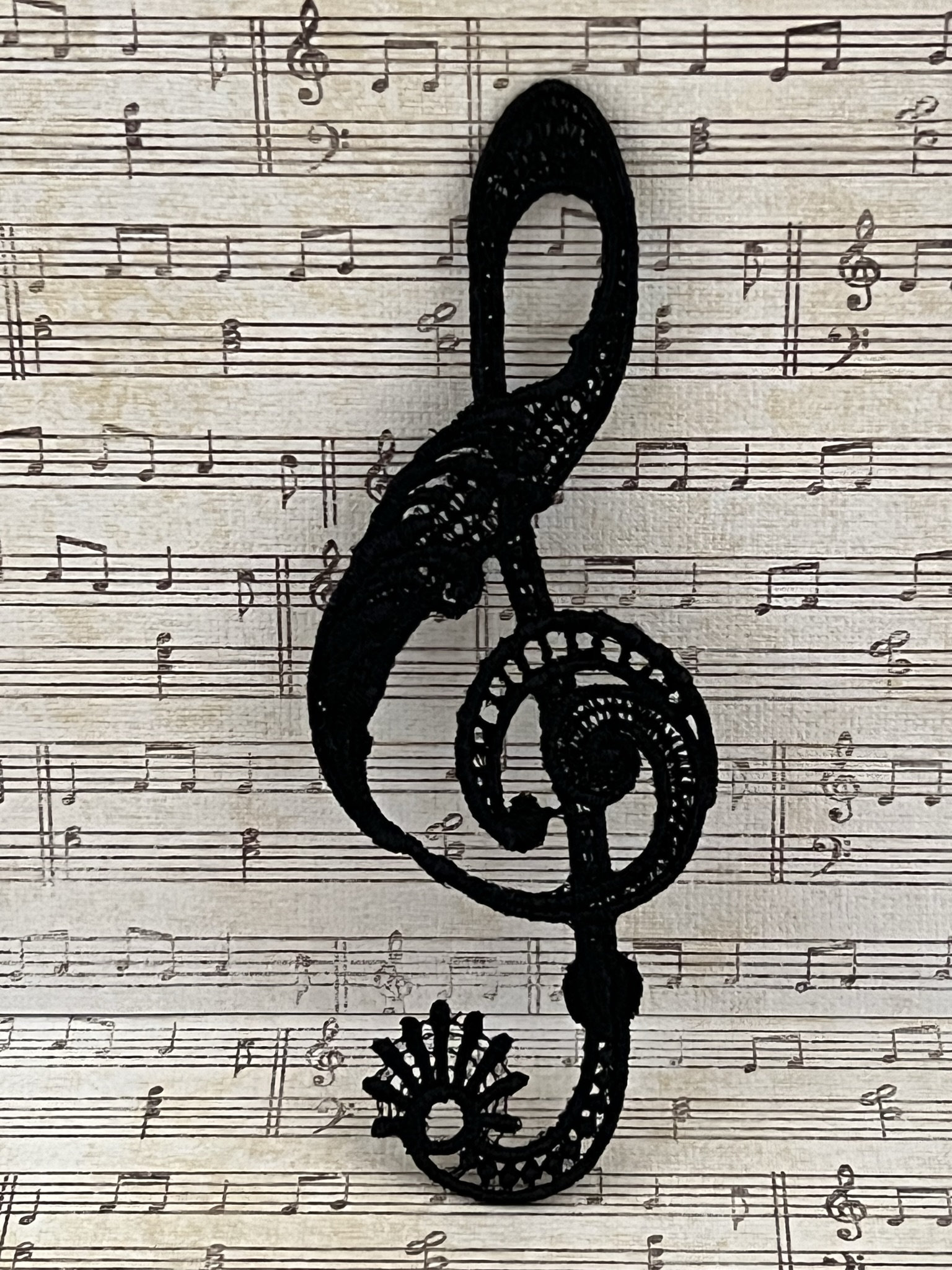 Lace Music Treble Clef Bookmark Created Entirely of Embroidery Thread ...