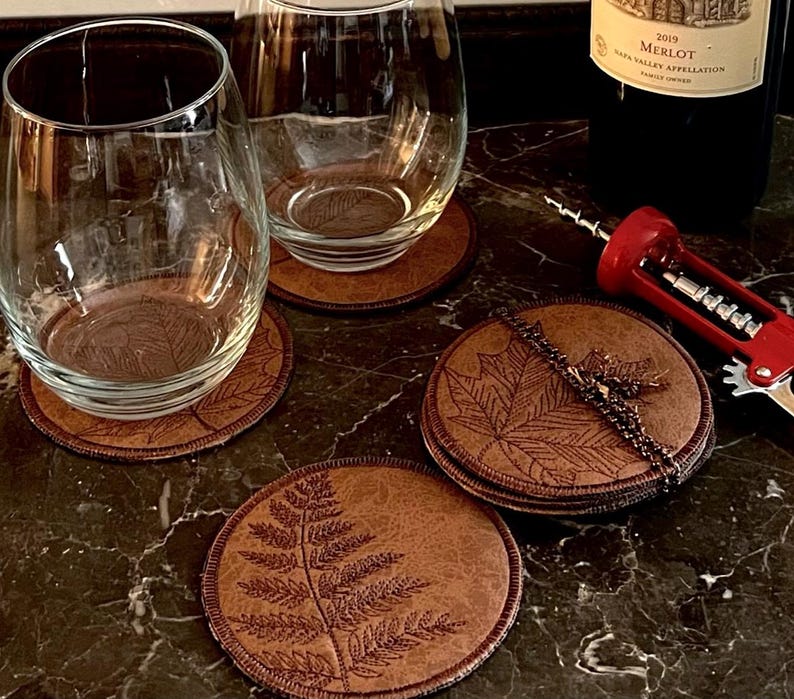 Leaves Coaster Set of 4 Faux Leather Pressed Fall Leaves - Etsy