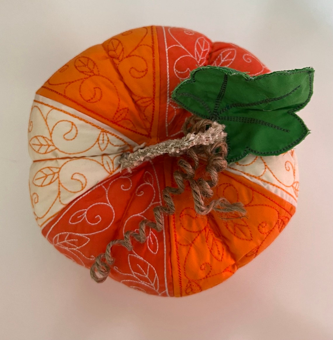 Unique Embroidered Fabric Stuffed Pumpkin- Thanksgiving Fall Decor ONE ...