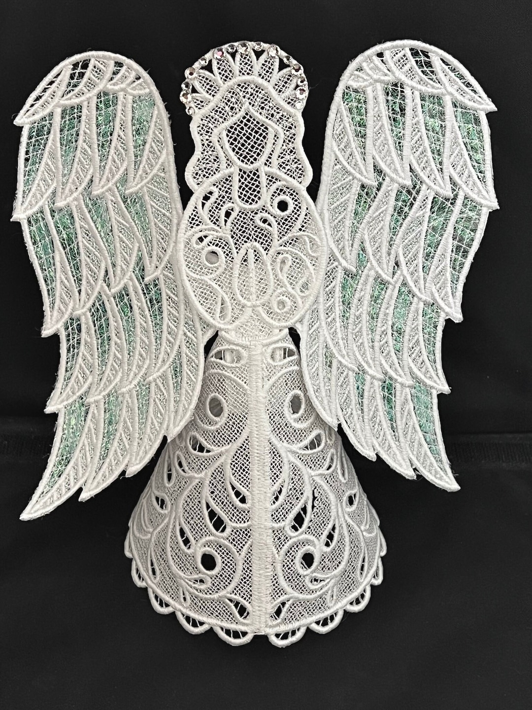 Lace 3D Victorian Angel With Swarovski Crystal Halo & Shimmering Fiber ...