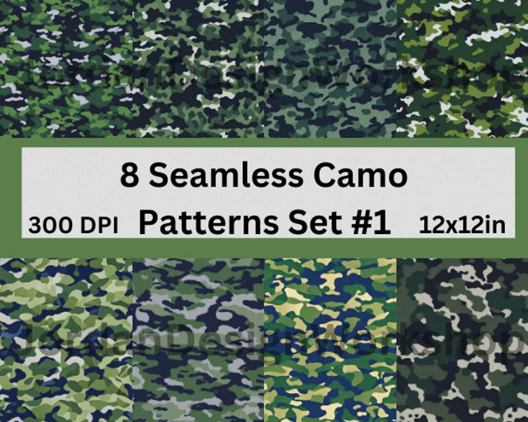 8 Seamless Camo Patterns, Digital Paper Pack, Instant Download ...