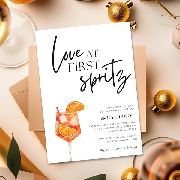 Aperol Spritz Bridal Shower Invitation Love at First Spritz Invitation ...