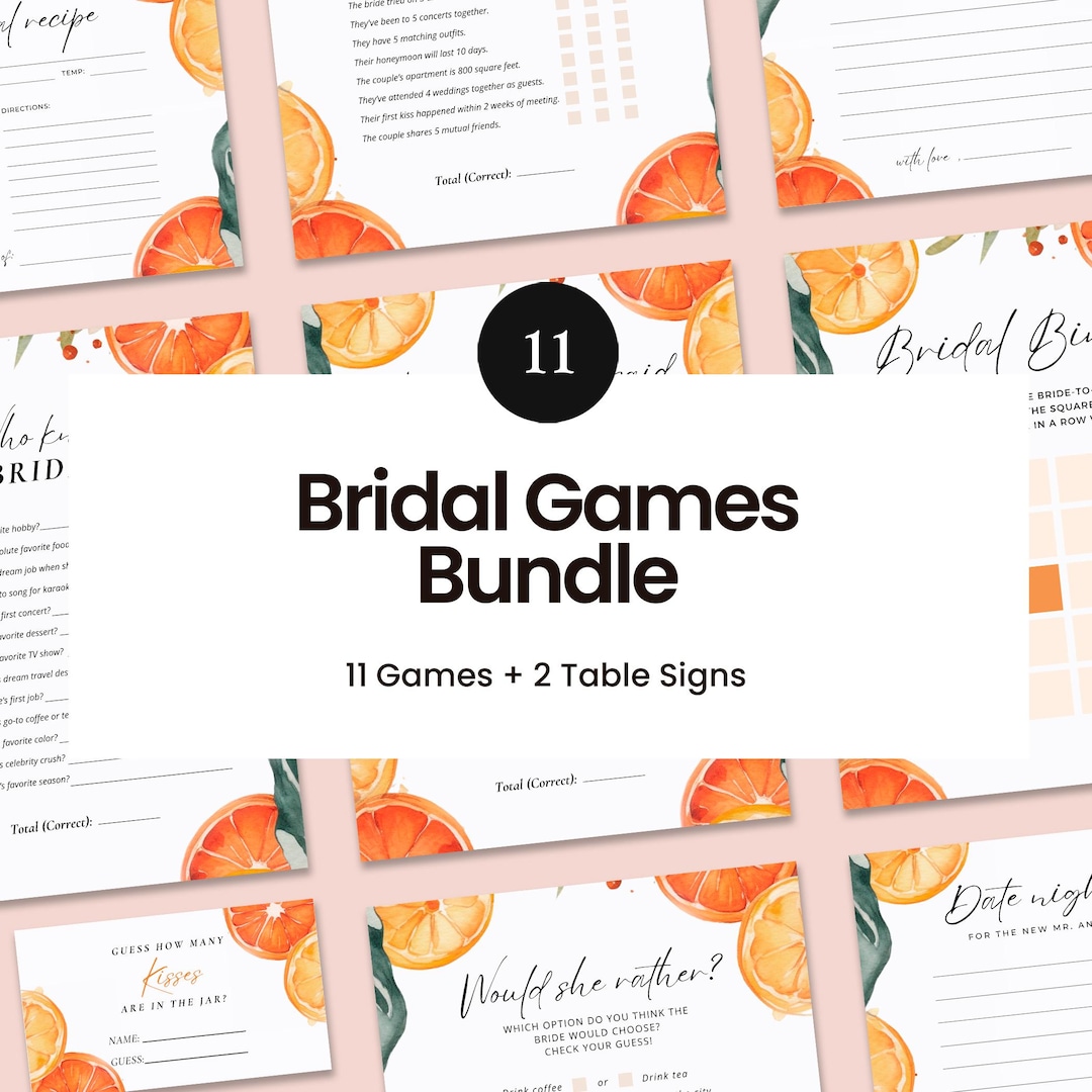 Aperol Spritz Bridal Shower Games Bundle | Citrus Bridal Shower Games ...