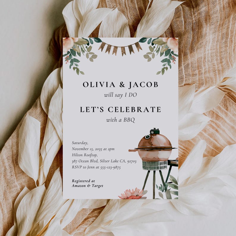 BBQ Couples Shower Invitation: Editable Canva Template (printable File ...