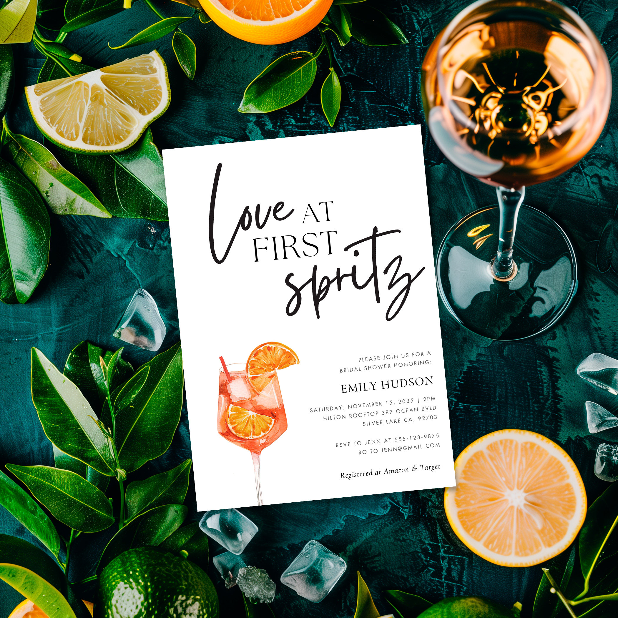 Aperol Spritz Bridal Shower Invitation: Summer Cocktail (canva Template ...