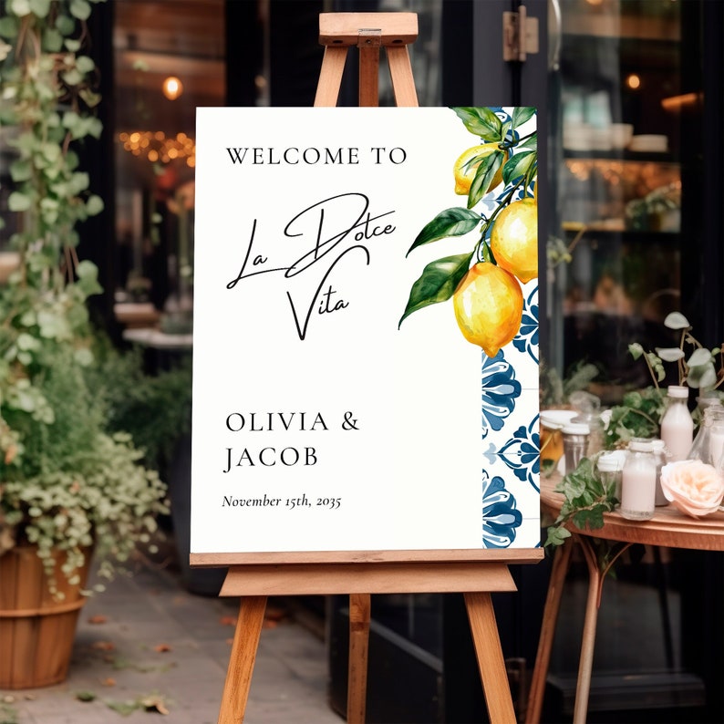 Positano Wedding Welcome Sign Lemon Citrus Positano Welcome Sign ...