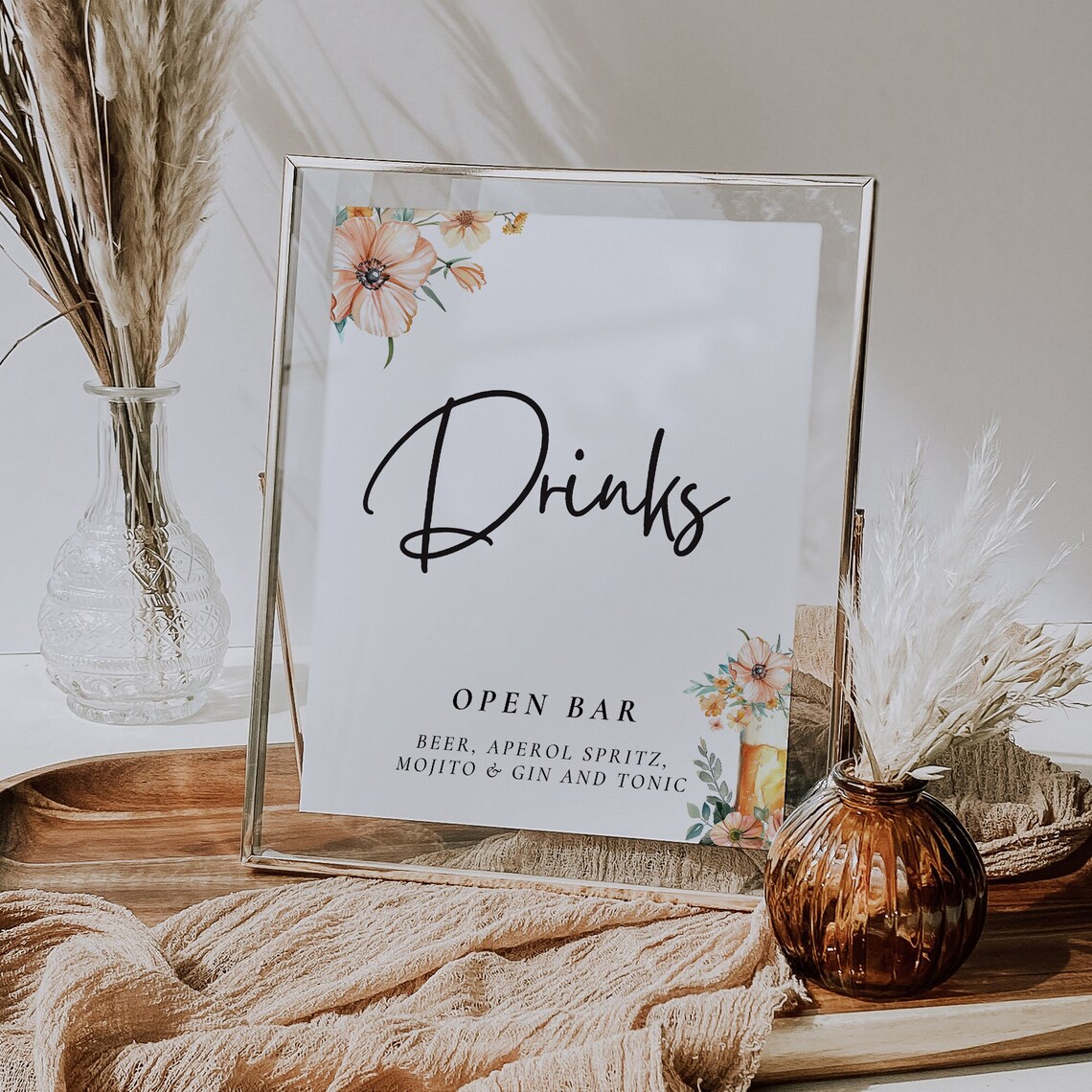 Drinks Table Sign Bridal Shower Open Bar Sign Bridal Shower Love is ...