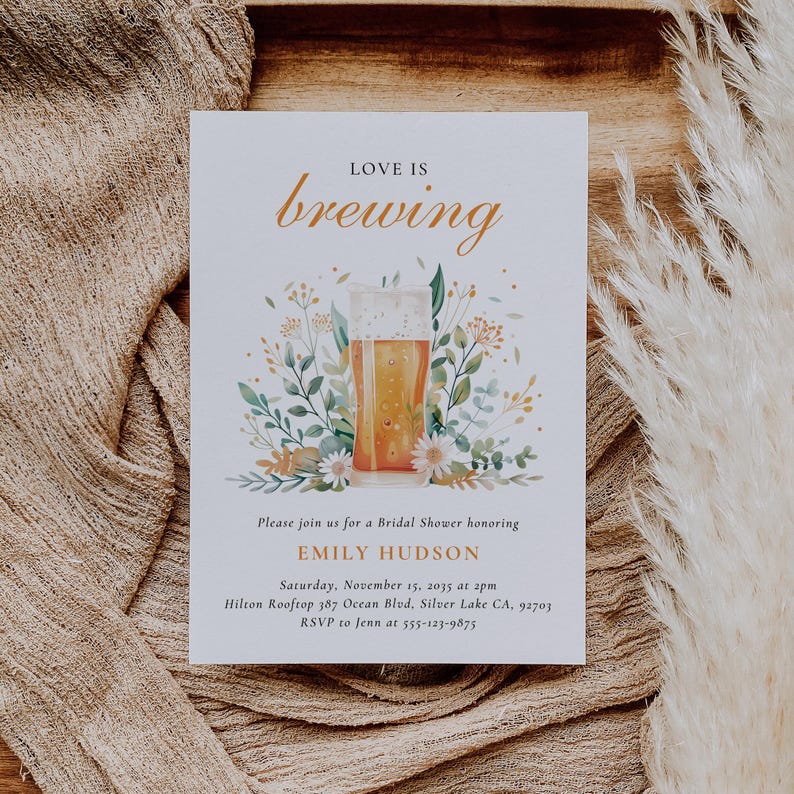 Love is Brewing Beer Bridal Shower Invitation | Beer Bridal Shower ...