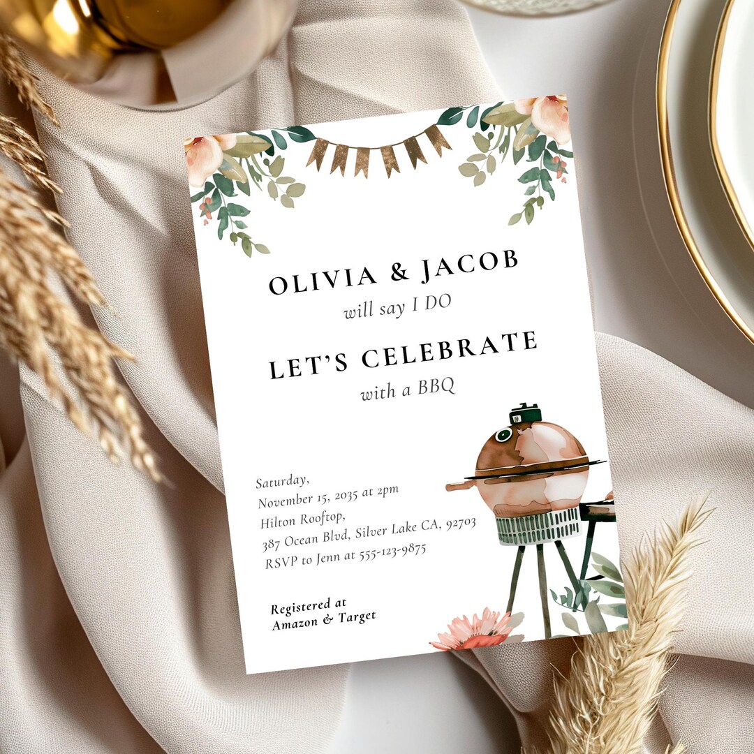 BBQ Couples Shower Invitation: Editable Canva Template (printable File ...