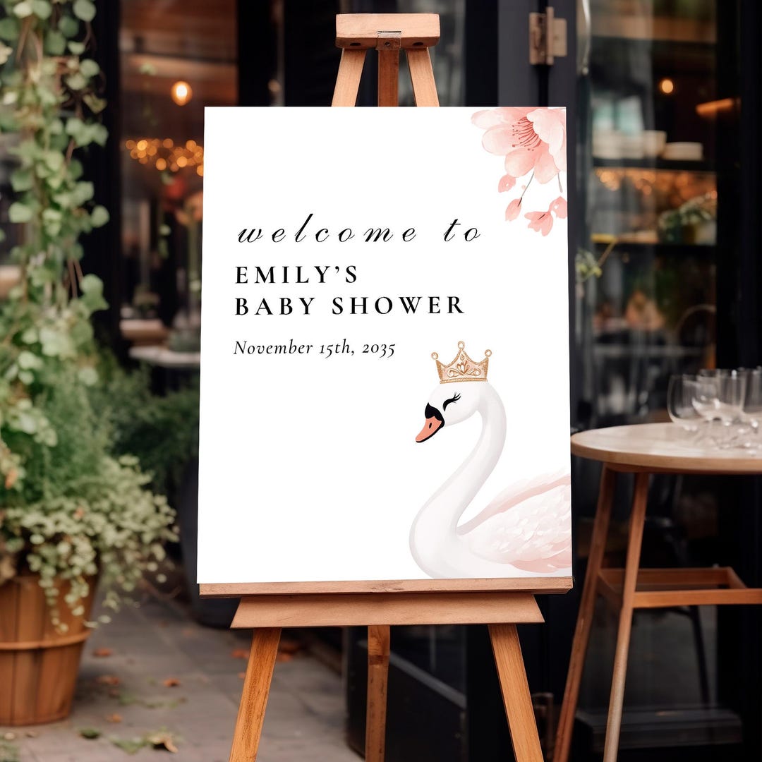 Swan Little Princess Baby Shower Welcome Sign | Swan Baby Shower ...
