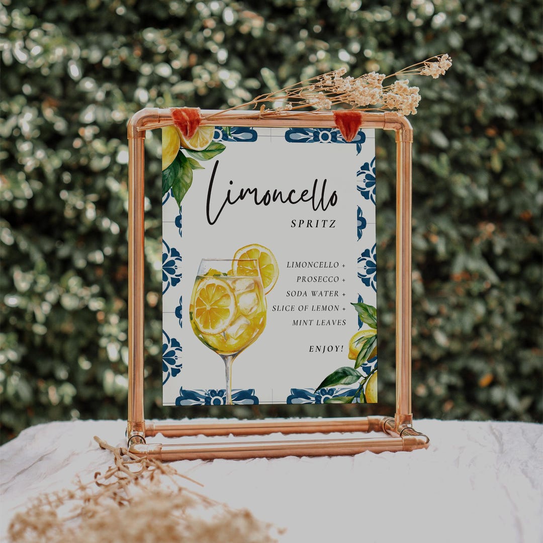 Limoncello Spritz Bridal Shower Sign: Positano Lemon Theme (printable ...