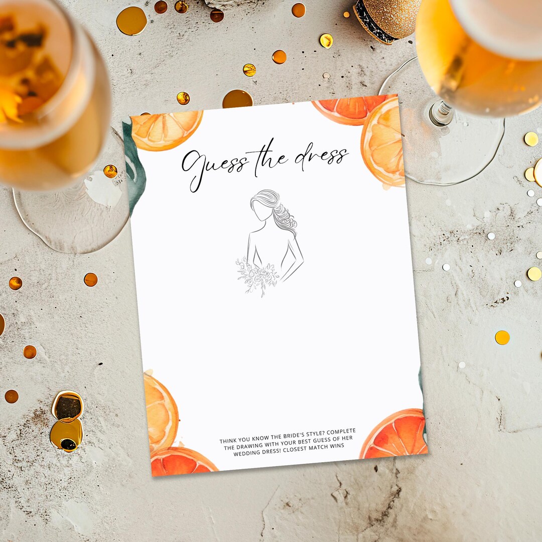 Guess the Dress Aperol Spritz Bridal Shower Game | Citrus Aperol Spritz ...