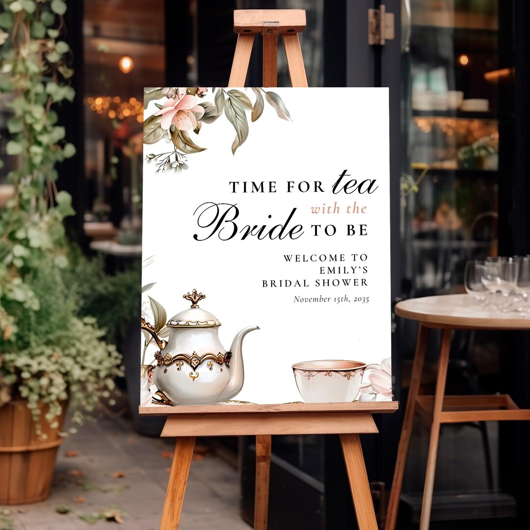 Bridal Tea Party Welcome Sign | Tea Party Bridal Shower Welcome Sign ...