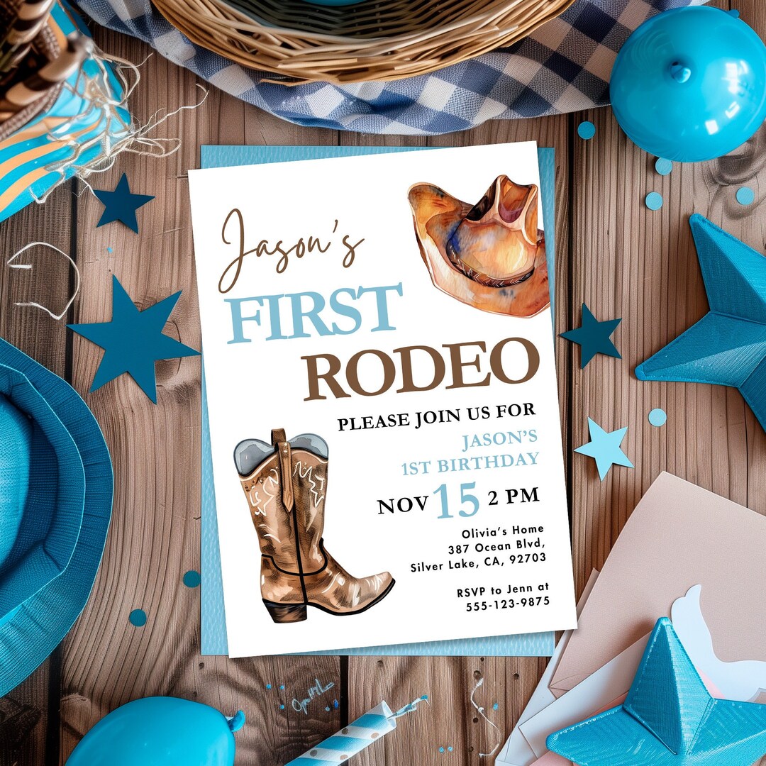 First Rodeo Birthday Party Invitation | First Rodeo 1st Birthday ...