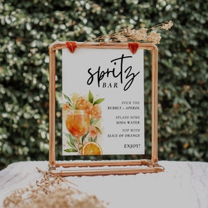 Spritz Bar Table Sign | Aperol Spritz Recipe Table Sign | Aperol Spritz ...