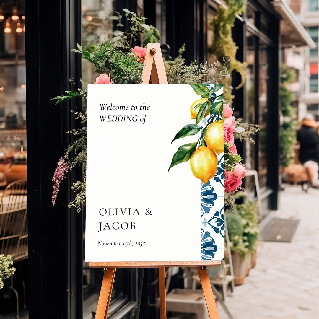 Lemon Citrus Positano Welcome Sign | Positano Wedding Welcome Sign ...