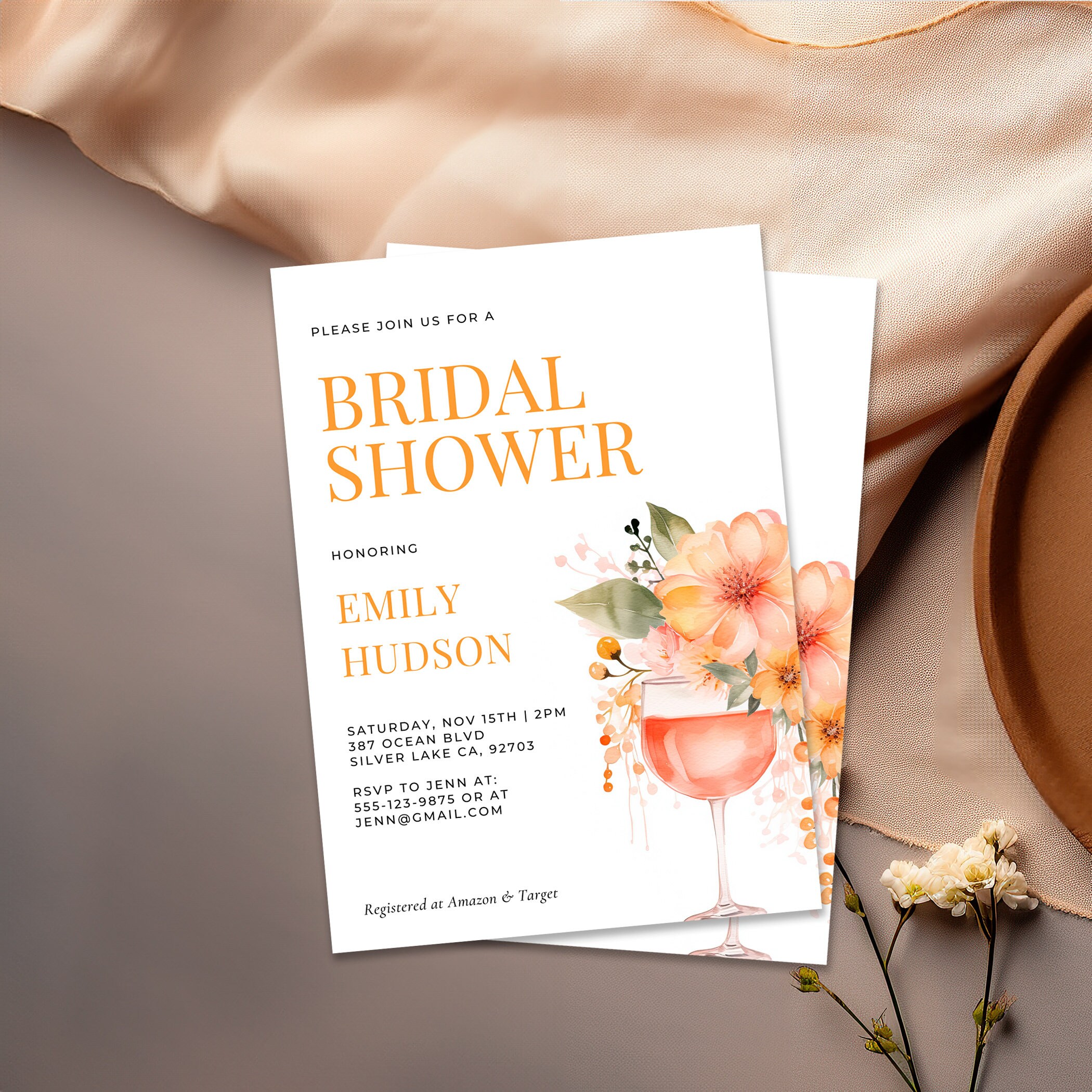 Floral Watercolor Aperol Spritz Bridal Shower Invitation Cocktail ...