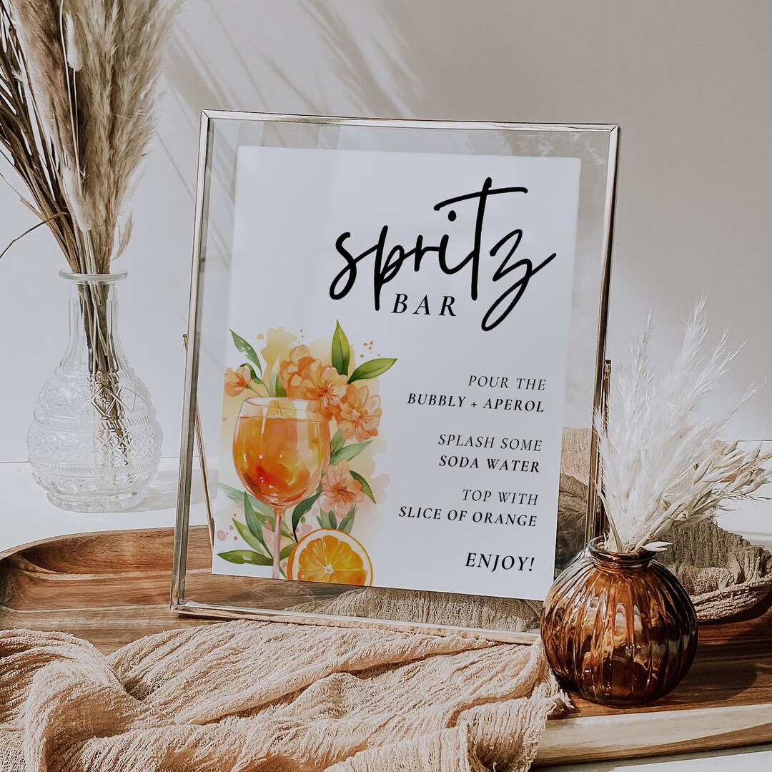 Spritz Bar Table Sign | Aperol Spritz Recipe Table Sign | Aperol Spritz ...