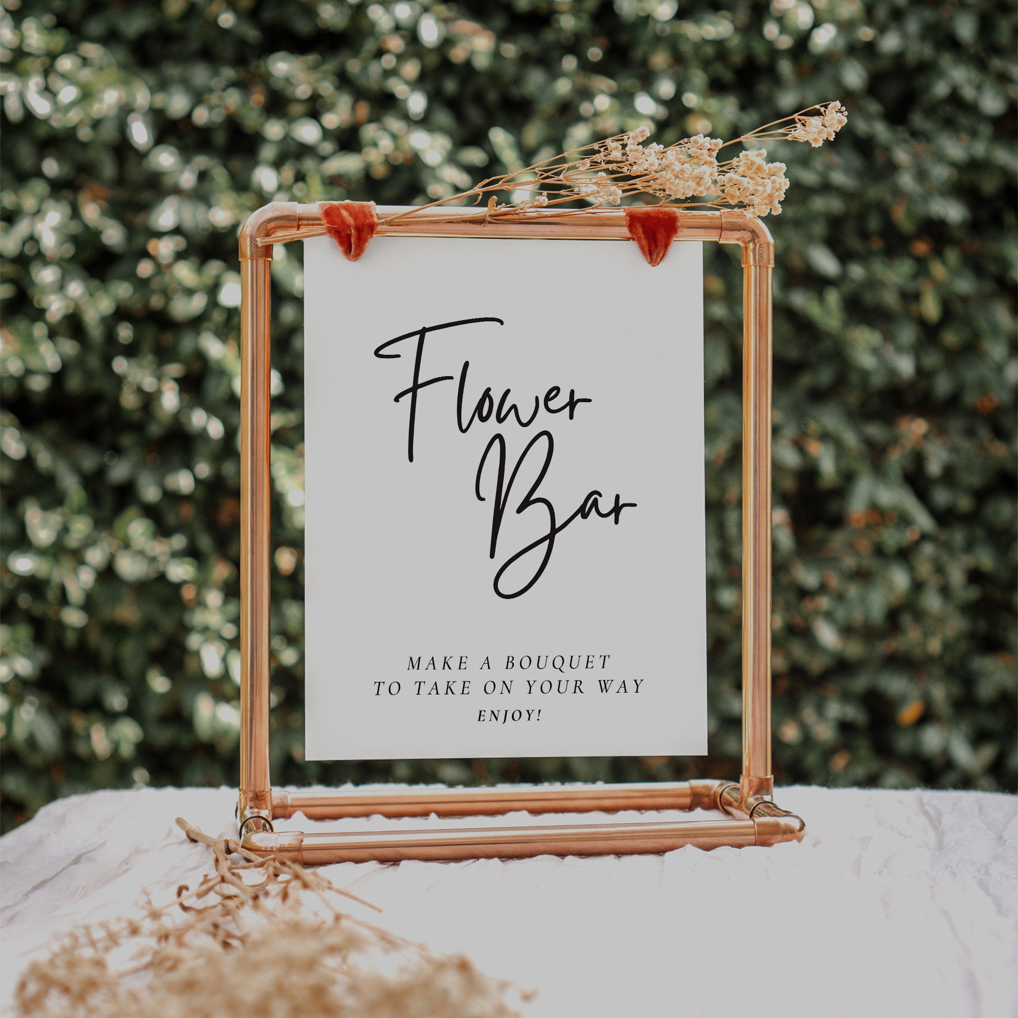 Elegant Bridal Shower Flower Bar Sign | Flower Bar Sign Bridal Shower ...