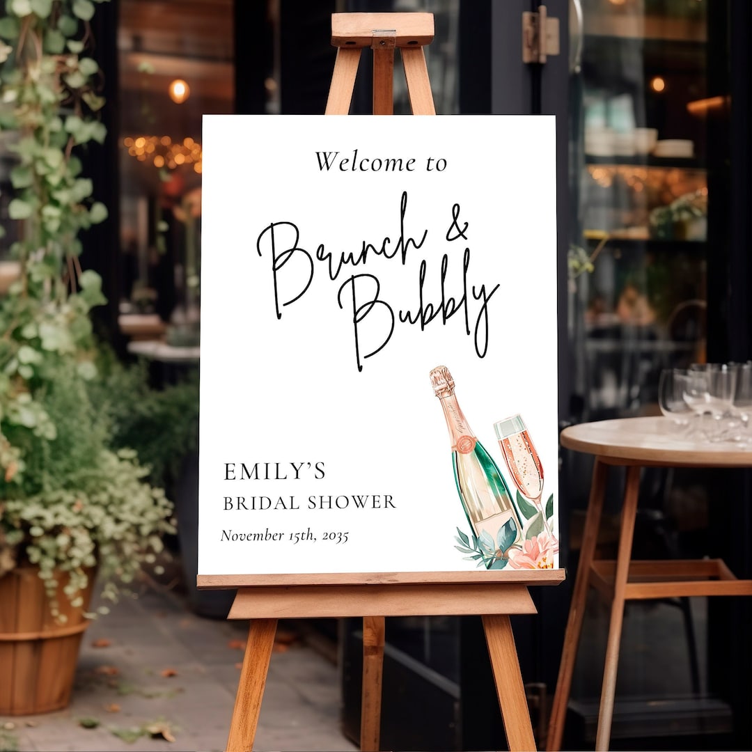 Brunch & Bubbly Bridal Shower Welcome Sign | Elegant Brunch and Bubbly ...