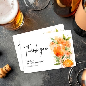 Bridal Shower Aperol Spritz Thank You Card | Aperol Spritz Watercolor ...