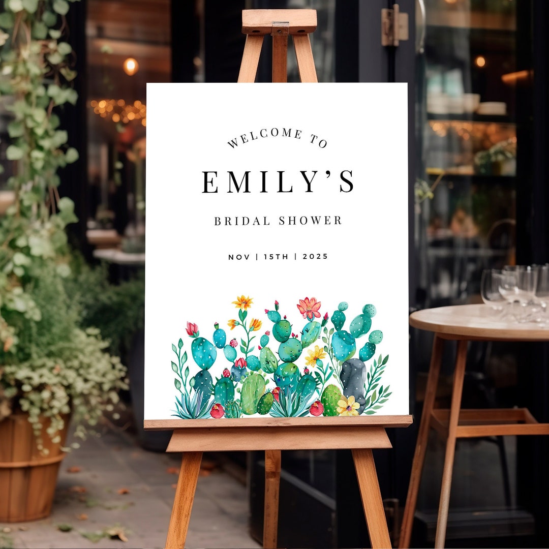 Cactus Fiesta Bridal Shower Welcome Sign (canva Template) A19 - Etsy