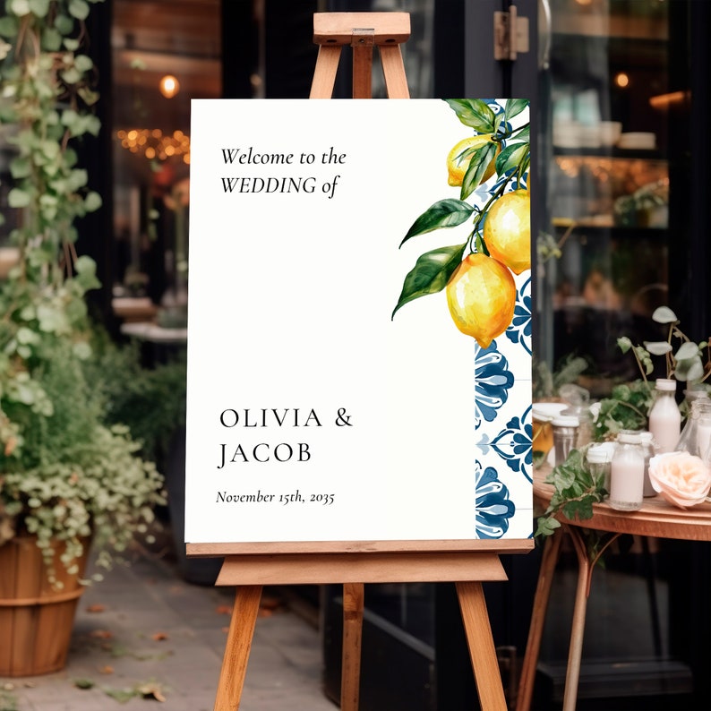 Lemon Citrus Positano Welcome Sign Positano Wedding Welcome Sign ...