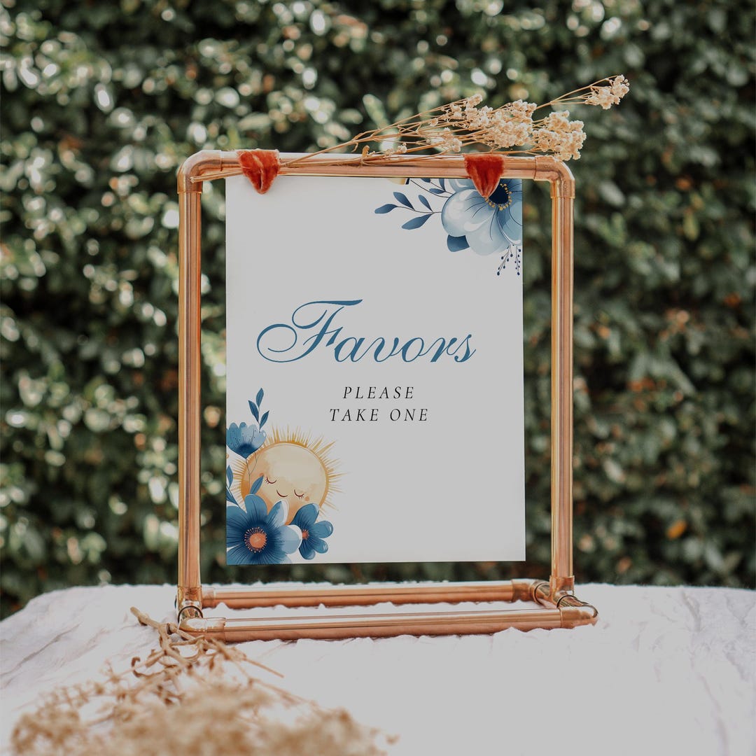 Favors Table Sign: Here Comes the Son Baby Shower (canva Template) A75 ...