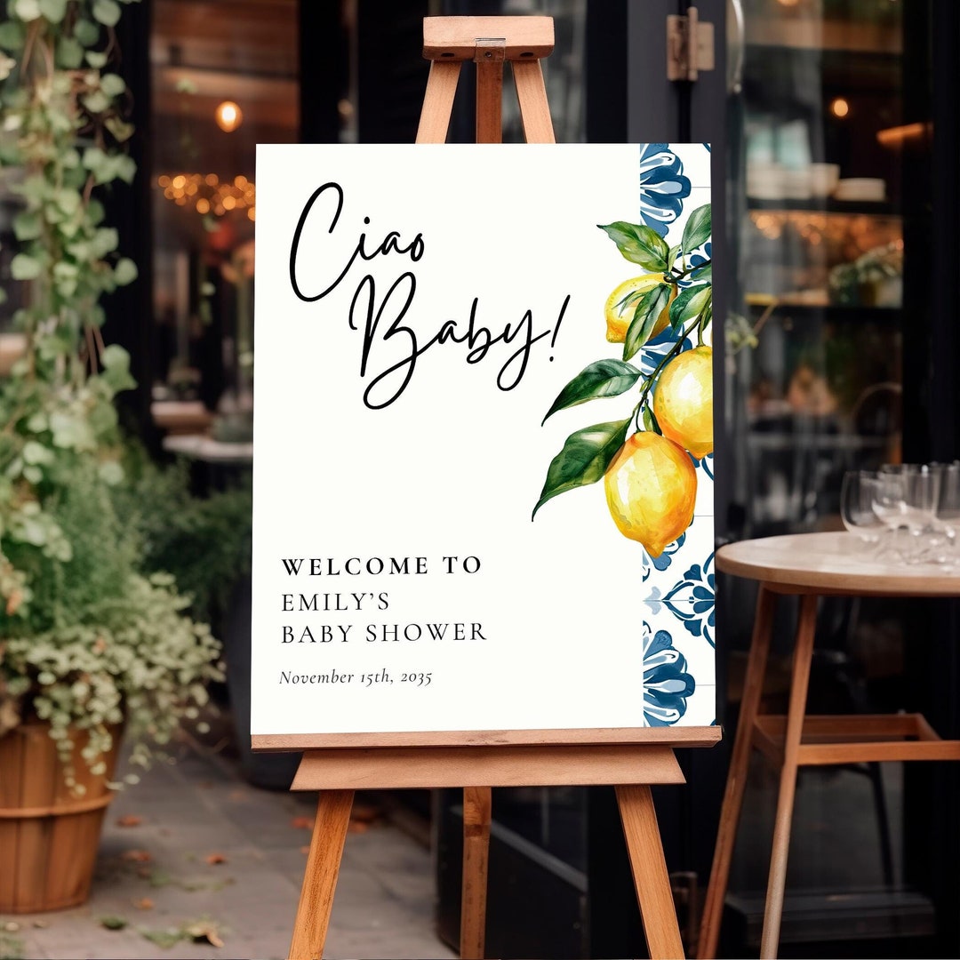 Lemon Positano Italian Baby Shower Welcome Sign | Amalfi Italy Baby ...