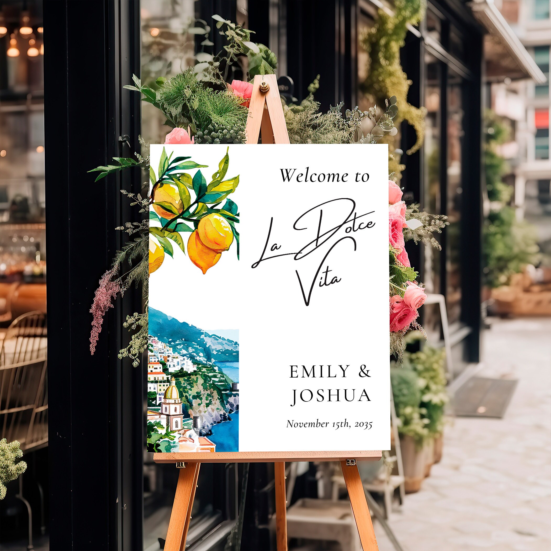 Lemon Citrus Amalfi Coast Wedding Welcome Sign Amalfi Italy Wedding ...