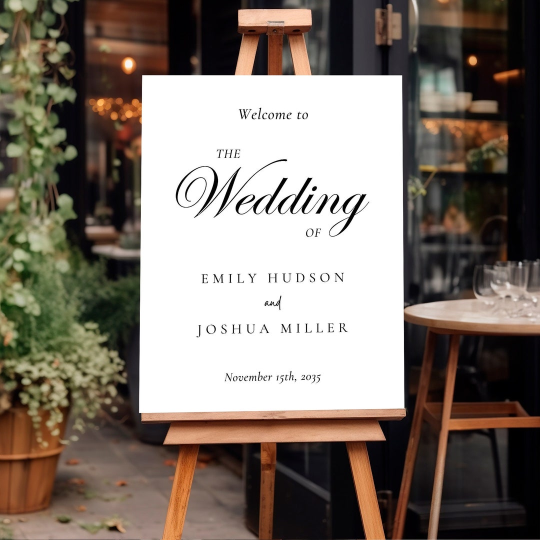 Elegant Wedding Welcome Sign | Black and White Wedding Welcome Sign ...