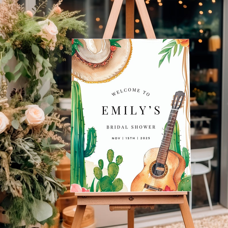 Cactus Fiesta Bridal Shower Welcome Sign: Mexican Theme (digital ...