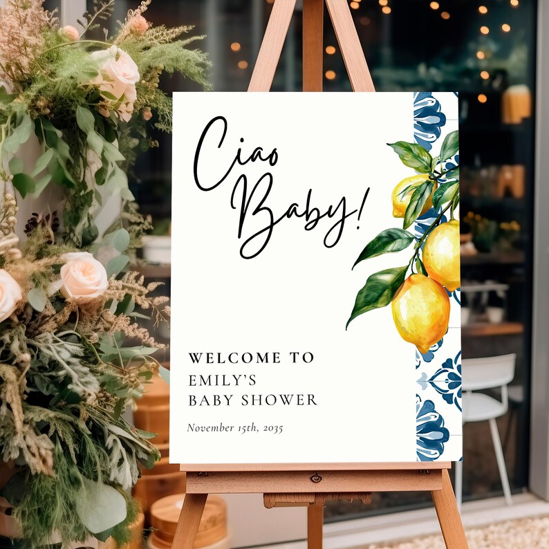 Lemon Positano Italian Baby Shower Welcome Sign | Amalfi Italy Baby ...