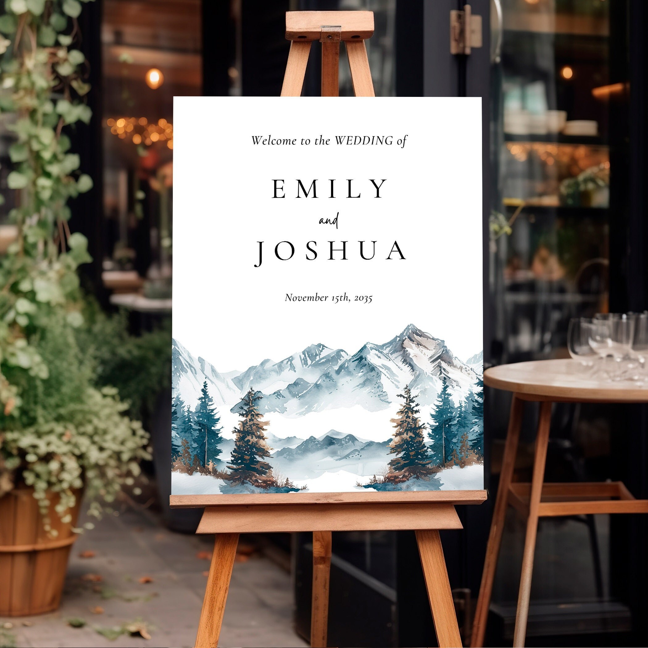 Winter Wedding Welcome Sign | Elegant Wedding Welcome Sign | Mountains ...