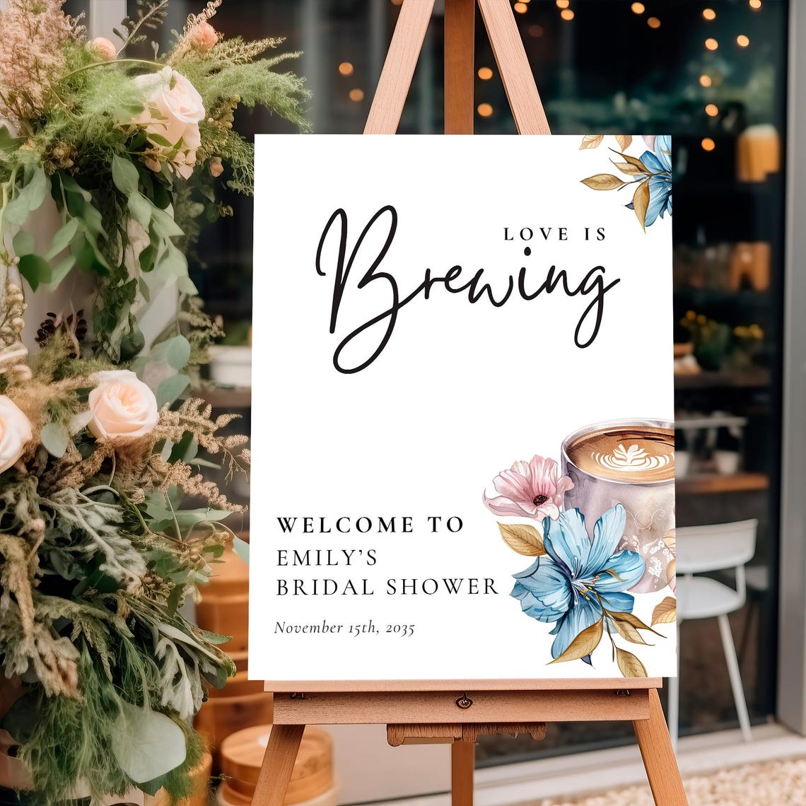 Love is Brewing Bridal Shower Welcome Sign Coffee Love is Brewing ...