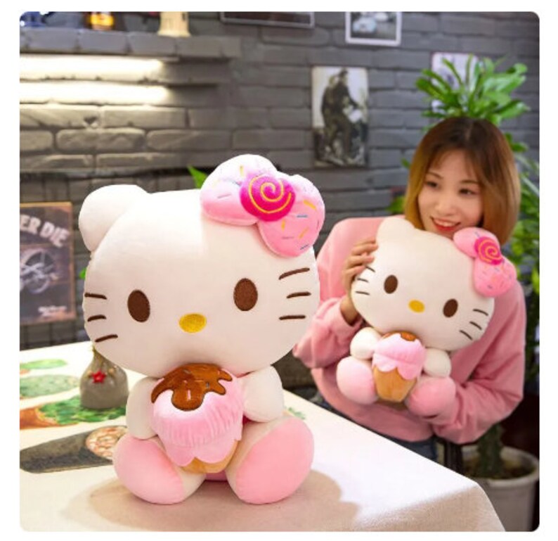 Hello Kitty Kawaii Plush Toys Dolls Ice Cream Soft Stuffed Pillow Anime ...