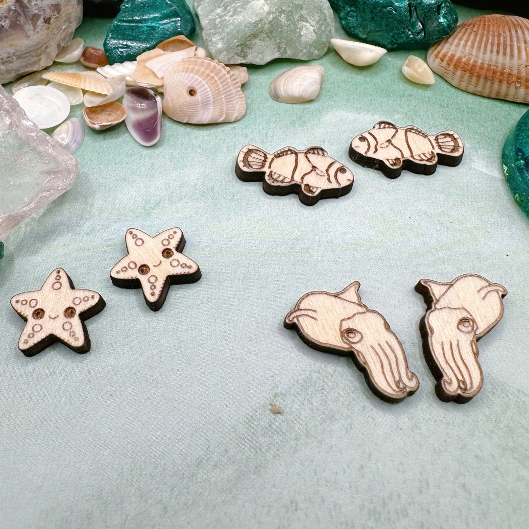 Cephalopod Clown Fish Cuttlefish Starfish Laser Cut Mini Wood Pieces ...